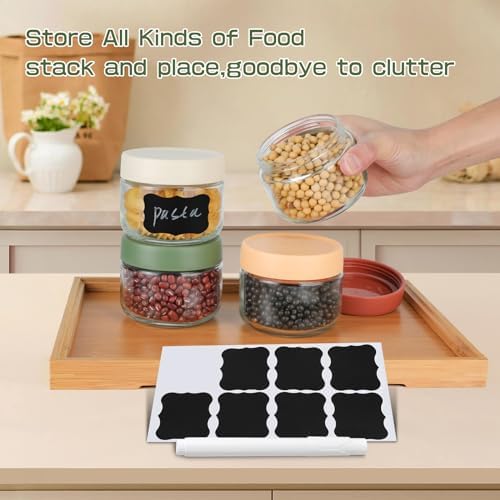 ZOEDO 10 OZ Glass Jar with Screw Lid,Wide Mouth Airtight Jar Overnight Oats Jars for Fruit, Salad,Spice, Candy, Jam, Seasoning,Meal Prep Containers,Canning Jar (4 Pack)