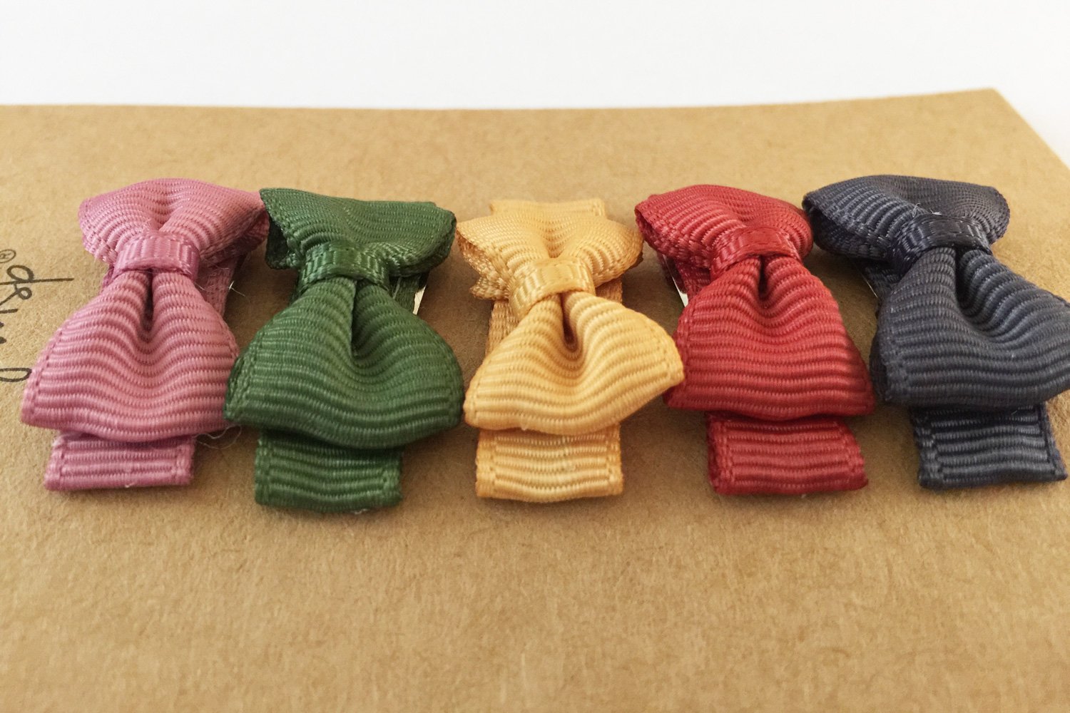 Baby Wisp 5 Tiny Grosgrain Tuxedo Hair Bows Baby Girls Toddler Clips - Little & Brave Gift Set