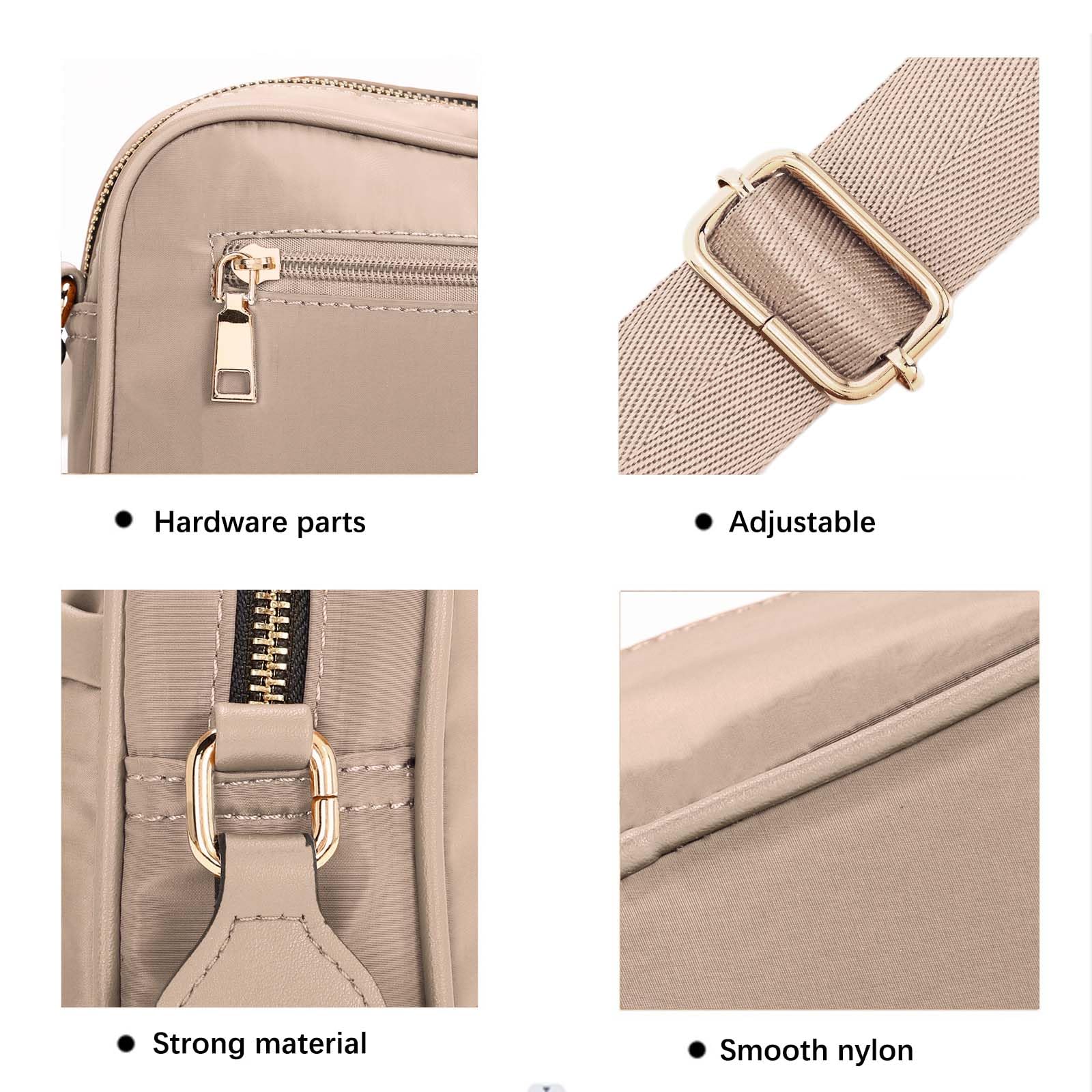 E Nylon Crossbody Bags for Women Small Crossbody Camera Bag Shoulder Purse with Adjustable Wide Strap