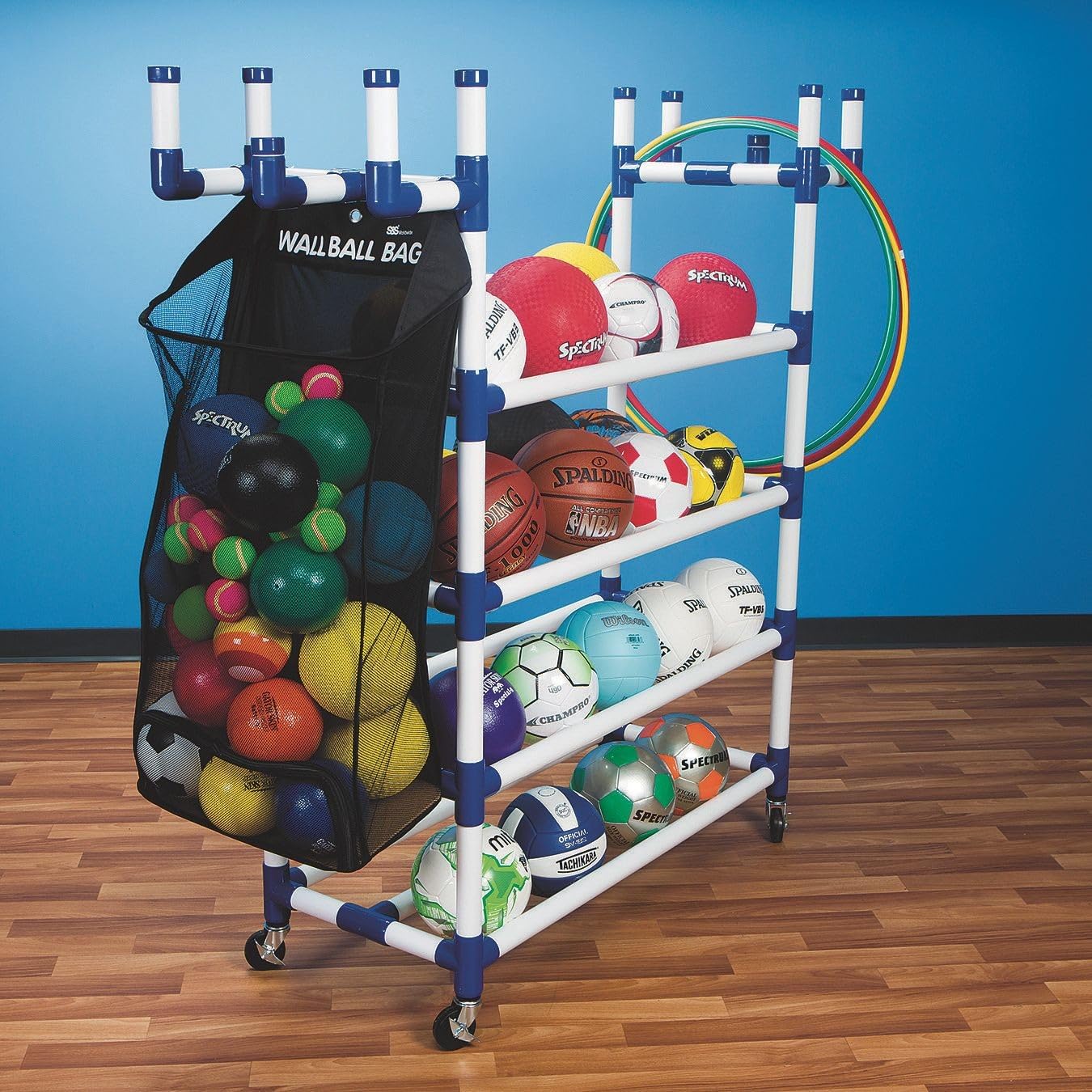 S&S Worldwide Cart and Wall Ball Bag. Large (36" L x 19-1/2" x 9") Mesh Bag with 2 Metal Grommets to Hang. Easy Access Through Open Top or Zippered Bottom. Perfect for Garage, PE Closet or Anywhere!