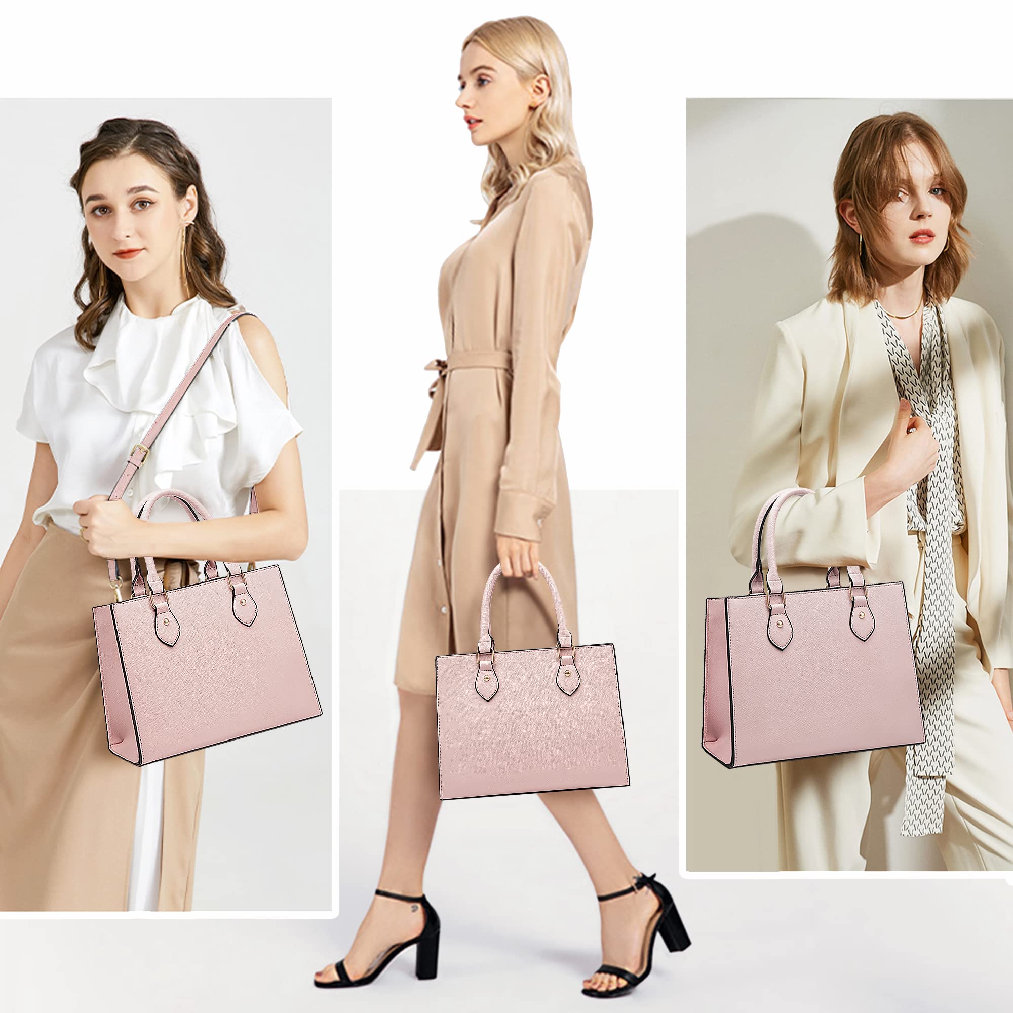 CHICAROUSAL Crossbody Purses and Handbags for Women PU Leather Tote Top Handle Satchel Shoulder Bags (Light Pink)