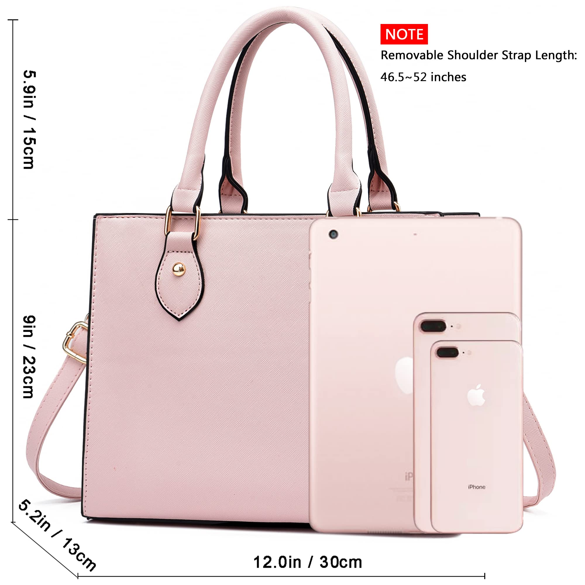 CHICAROUSAL Crossbody Purses and Handbags for Women PU Leather Tote Top Handle Satchel Shoulder Bags (Light Pink)