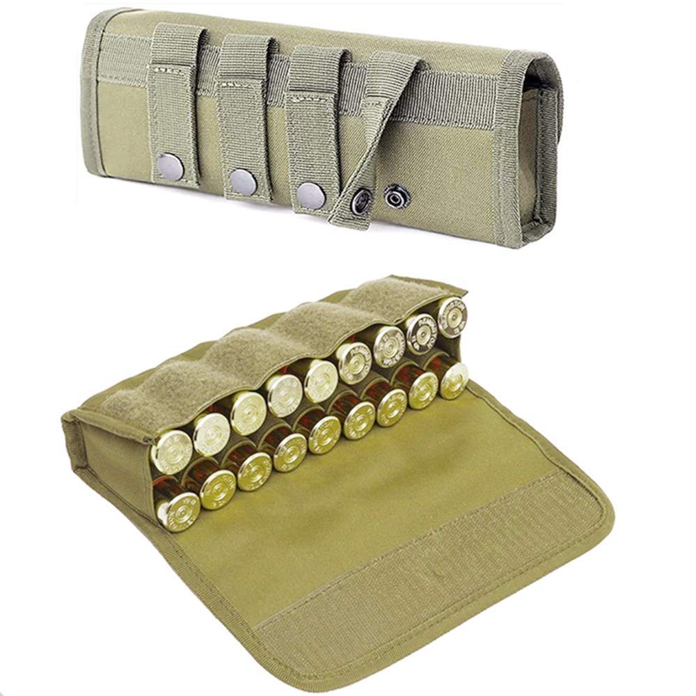 ACEXIER Hunting Military 18 Round Tactical Molle Cartridge Shell Holder Ammo Bag Pouch Military Waist Bag 12/20 Gauge Gun Bullet Pouch(Include One Tactical Patch)