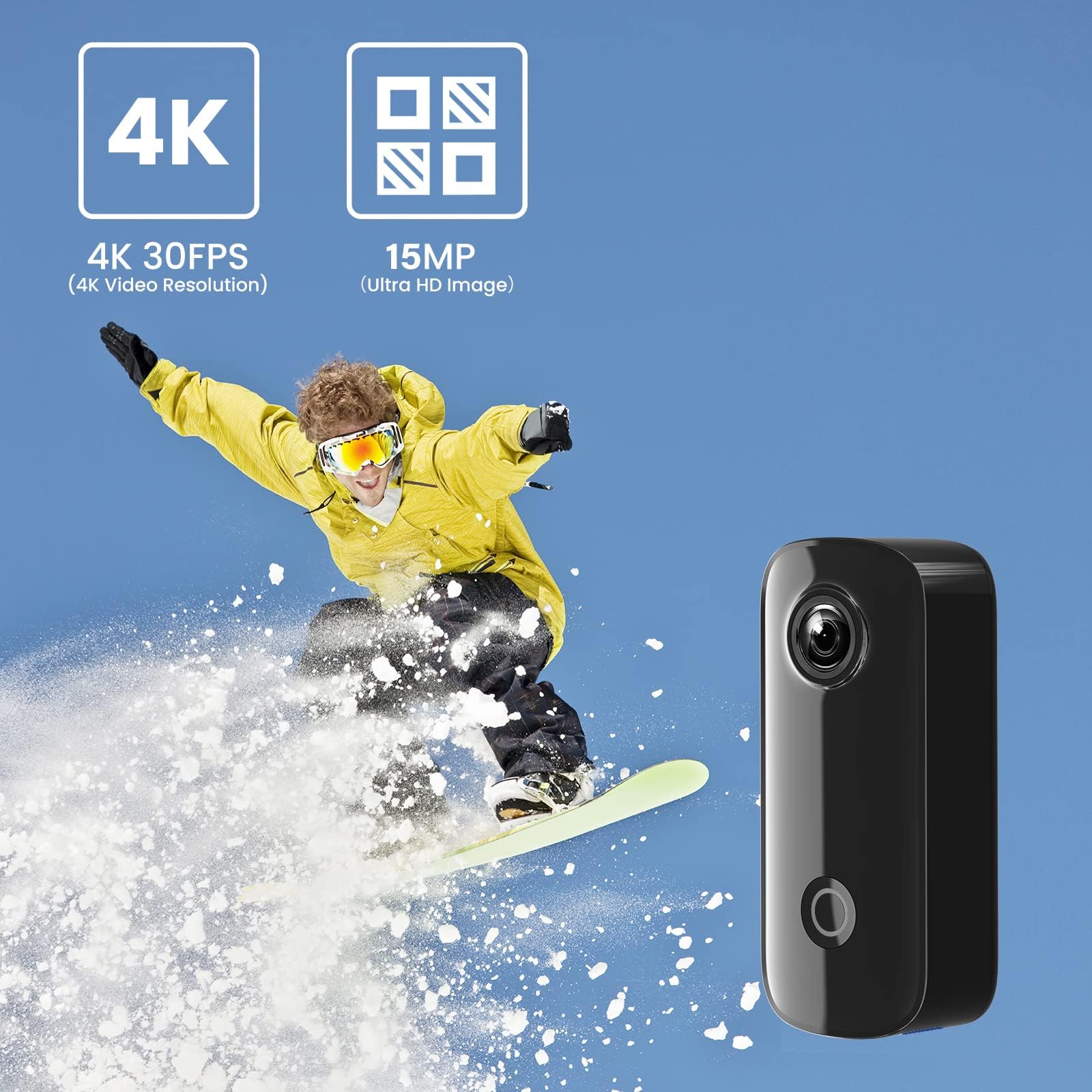 SJCAM C100+ Mini WiFi Action Camera 4K30fps Pocket Sized Wearable Body Camera, Magnetic, APP Control, Underwater Small Vlog Helmet Mount Kits SD Card, Weighs 1oz, 2.4 * 1 * 0.6 inch