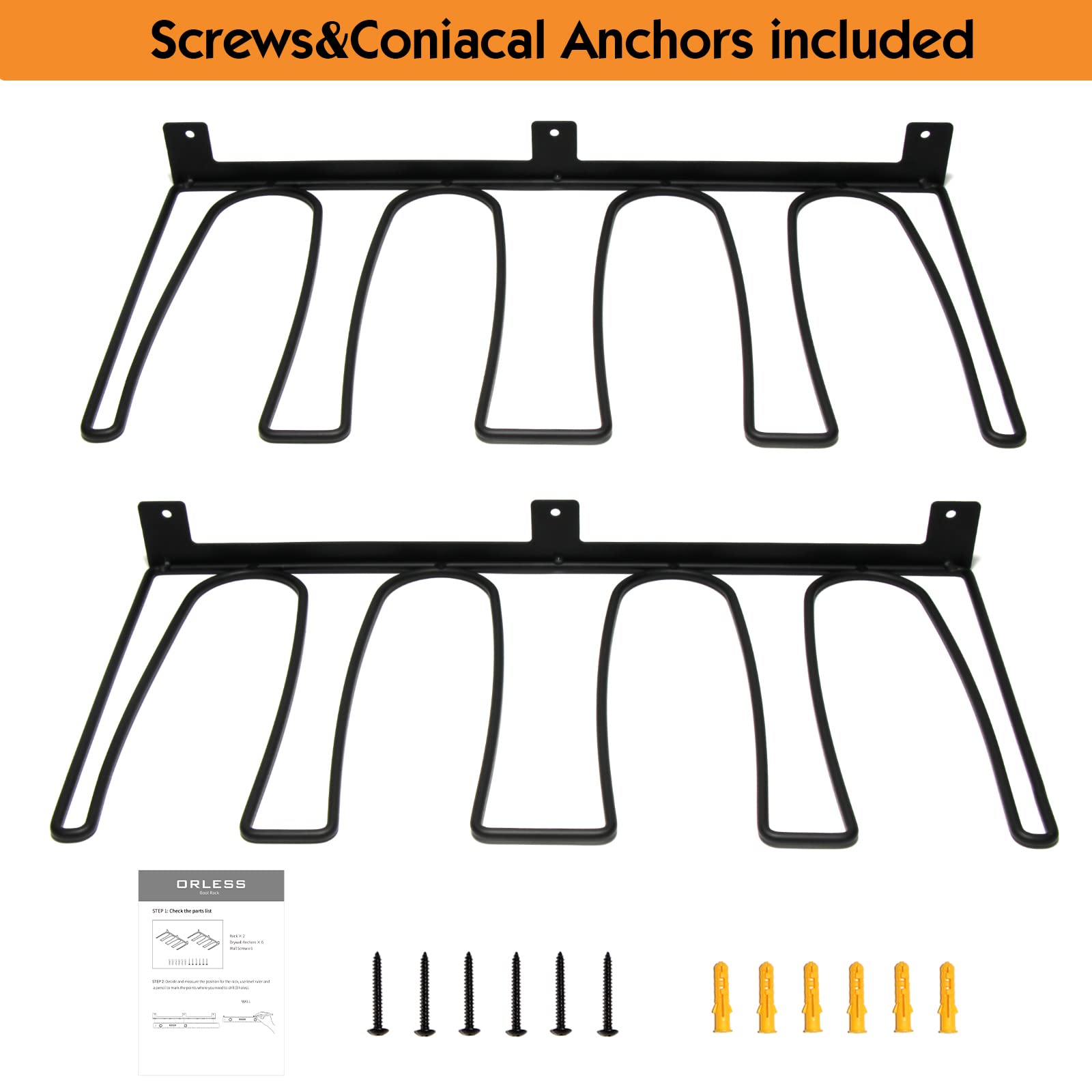 ORLESS Wader Hangers 4-Pair Boot Rack Garage Storage, Cowboy Boot Holder, Metal Wire Organizer for Entryway