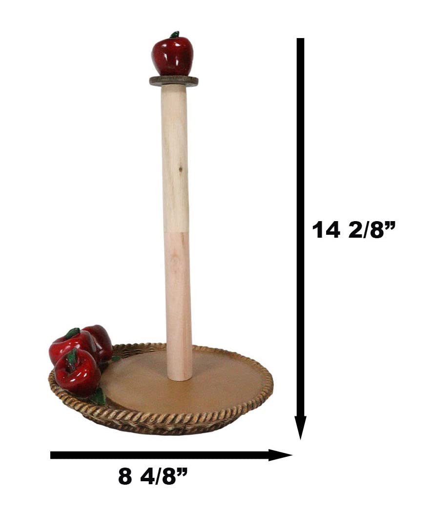 Ebros Gift Fresh Wipes Crisp Red Apples Harvest Basket Paper Towel Holder Figurine Dispenser for Rustic Country Kitchen Decor Old Fashioned Table Decorations