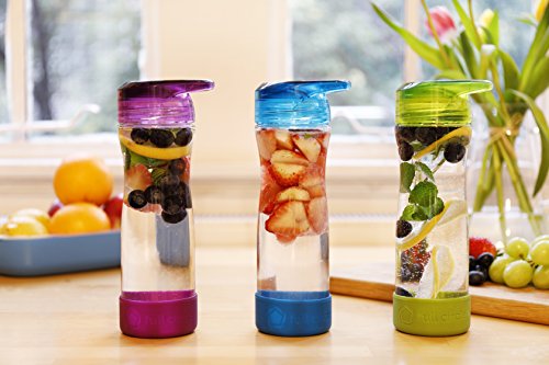 Full Circle Hydrate Mate 16-Ounce Glass Travel Water Bottle, Elderberry