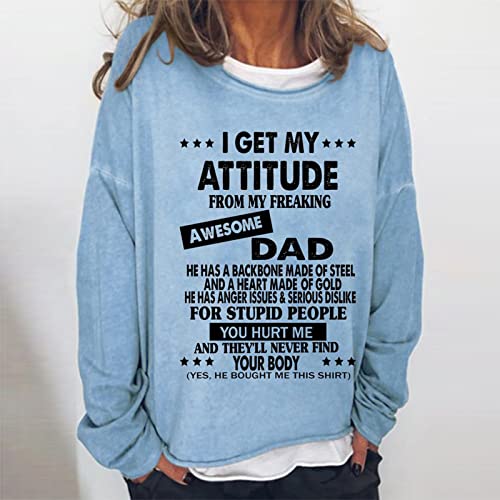 JDHUFEI Womens Hoodies 2023 Fall Fashion Crewneck Sweatshirt Casual Long Sleeve Pullover Letter Print Loose Fit Tops Blouse