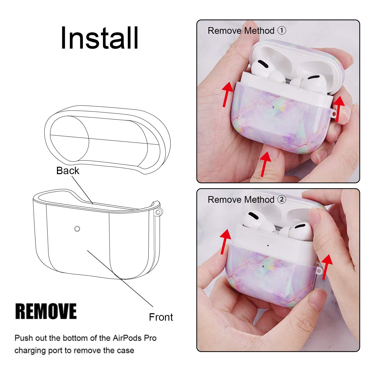 KOREDA AirPods Pro 2nd/1st Generation Case - Protective Hard Cover for Girls Women Men with Keychain for Airpods Pro 2nd/1st Gen