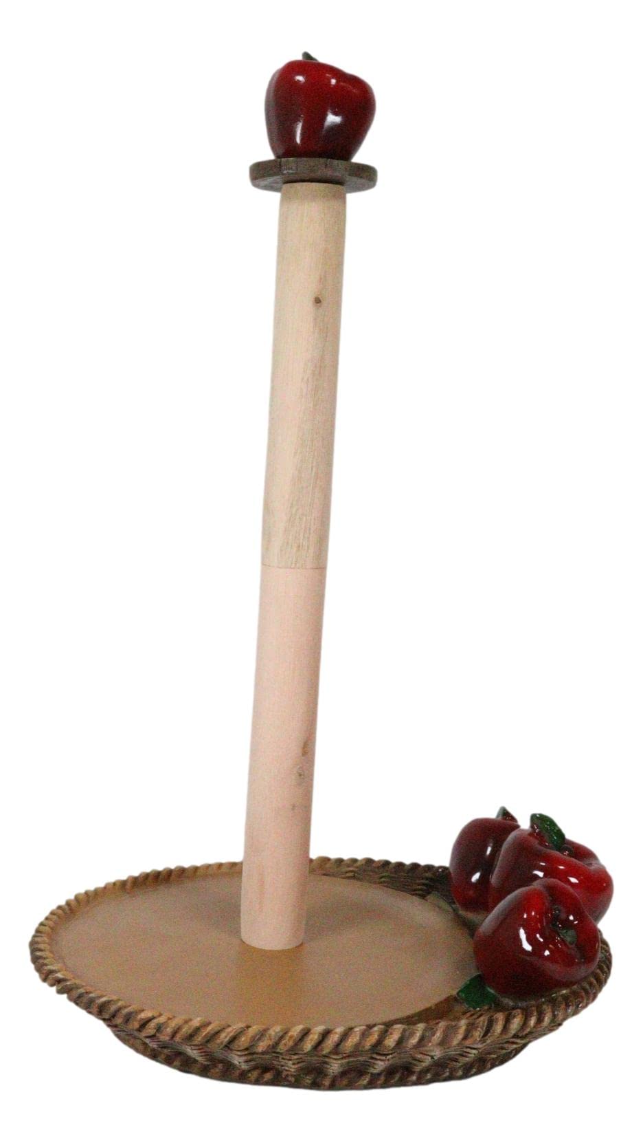 Ebros Gift Fresh Wipes Crisp Red Apples Harvest Basket Paper Towel Holder Figurine Dispenser for Rustic Country Kitchen Decor Old Fashioned Table Decorations