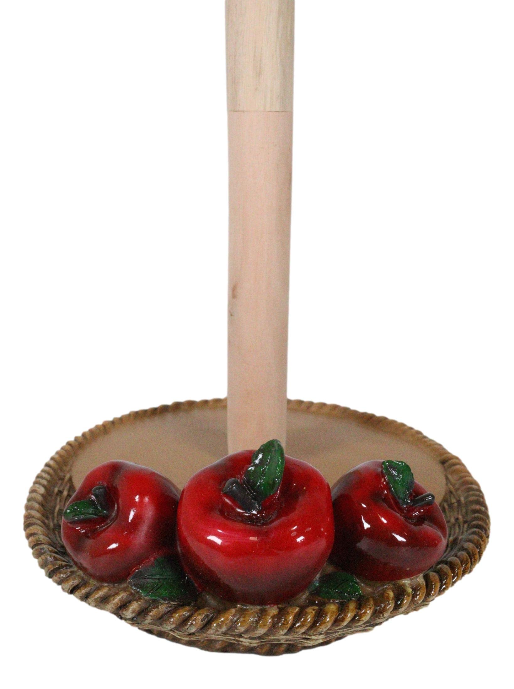 Ebros Gift Fresh Wipes Crisp Red Apples Harvest Basket Paper Towel Holder Figurine Dispenser for Rustic Country Kitchen Decor Old Fashioned Table Decorations