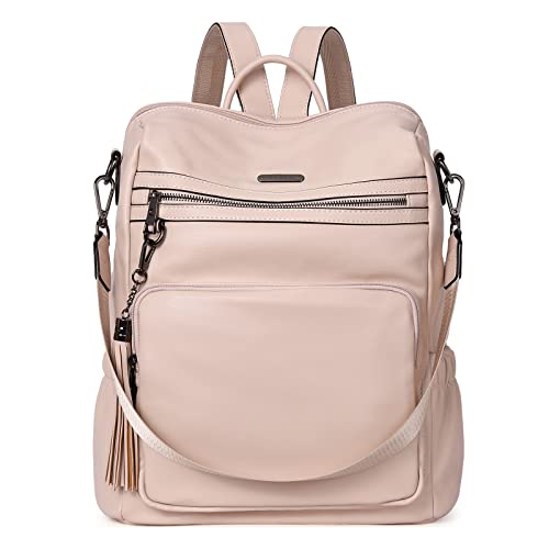 CLUCI Backpack Purse for Women Fashion Leather Designer Travel Large Ladies Convertible Shoulder Bags with Tassel Pink