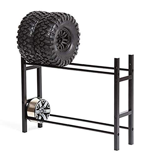 Facibom Tire Rack Storage Garage Organizer for TF2 SCX10 D90 TRX4 1/10 RC Car Truck Crawler Tires,Black