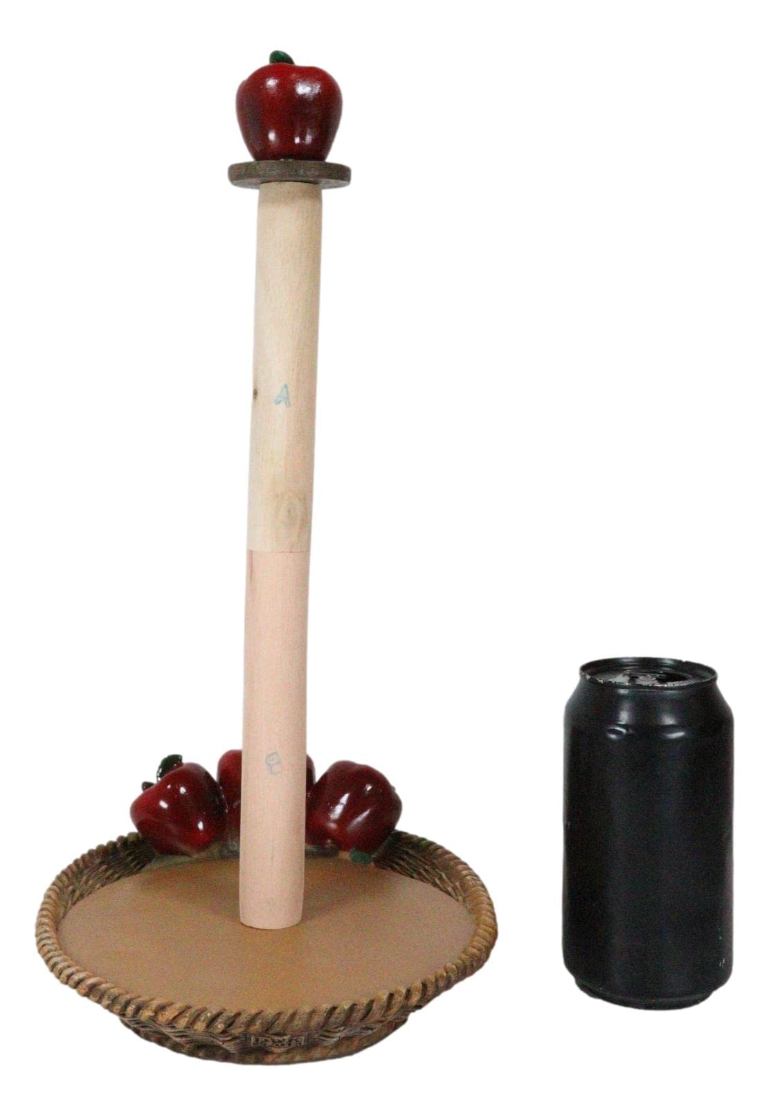 Ebros Gift Fresh Wipes Crisp Red Apples Harvest Basket Paper Towel Holder Figurine Dispenser for Rustic Country Kitchen Decor Old Fashioned Table Decorations