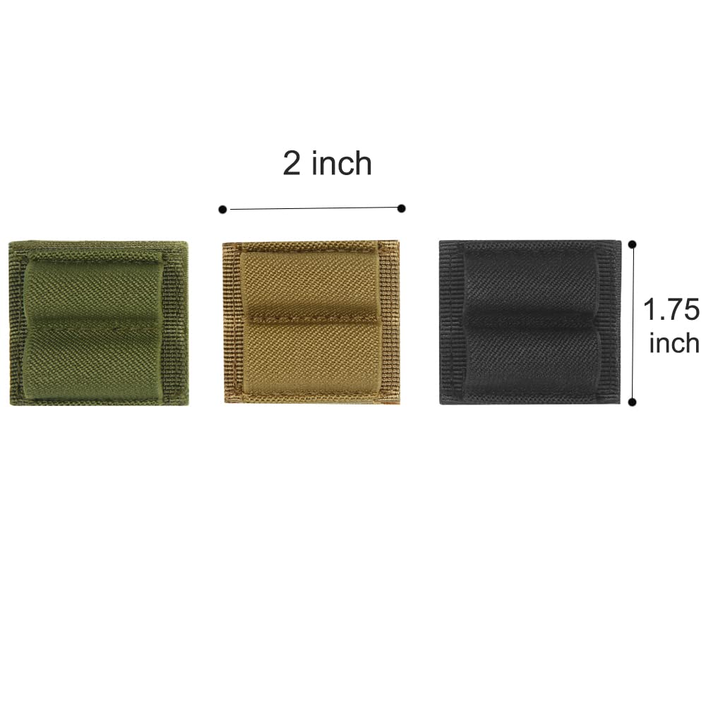 3 Packs 2-Round Ammo Cards 11mm-15mm Shotgun Shells Holder Ammunition Battery Pen Light Stick Tool Carrier Holder Pouch 800D Nylon
