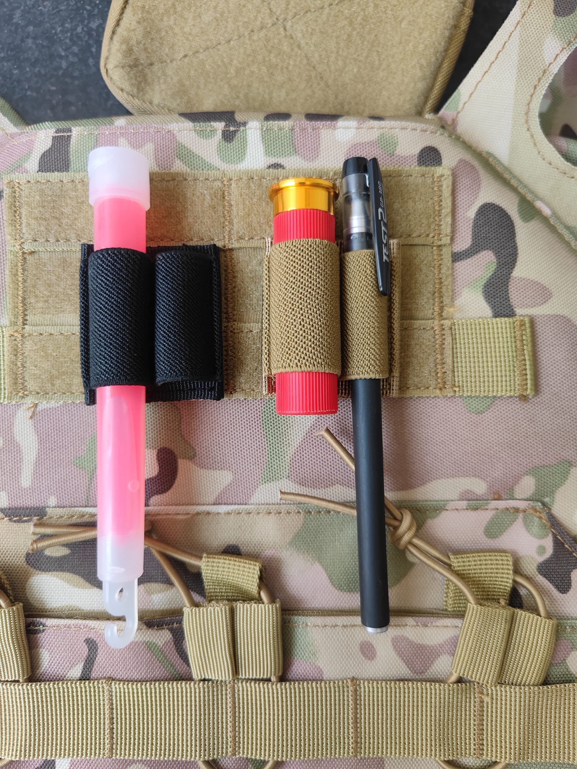 3 Packs 2-Round Ammo Cards 11mm-15mm Shotgun Shells Holder Ammunition Battery Pen Light Stick Tool Carrier Holder Pouch 800D Nylon