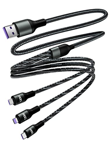 Quikbee Multi Charging Cable, 4ft/1.2m, 3 in 1 Fast Charging Cable Nylon Braided USB-C/Type c Charging Cable/Micro-USB Ports for Mobile15 14 13 12 11 xs x, Samsung,Huawei,and Other Devices.