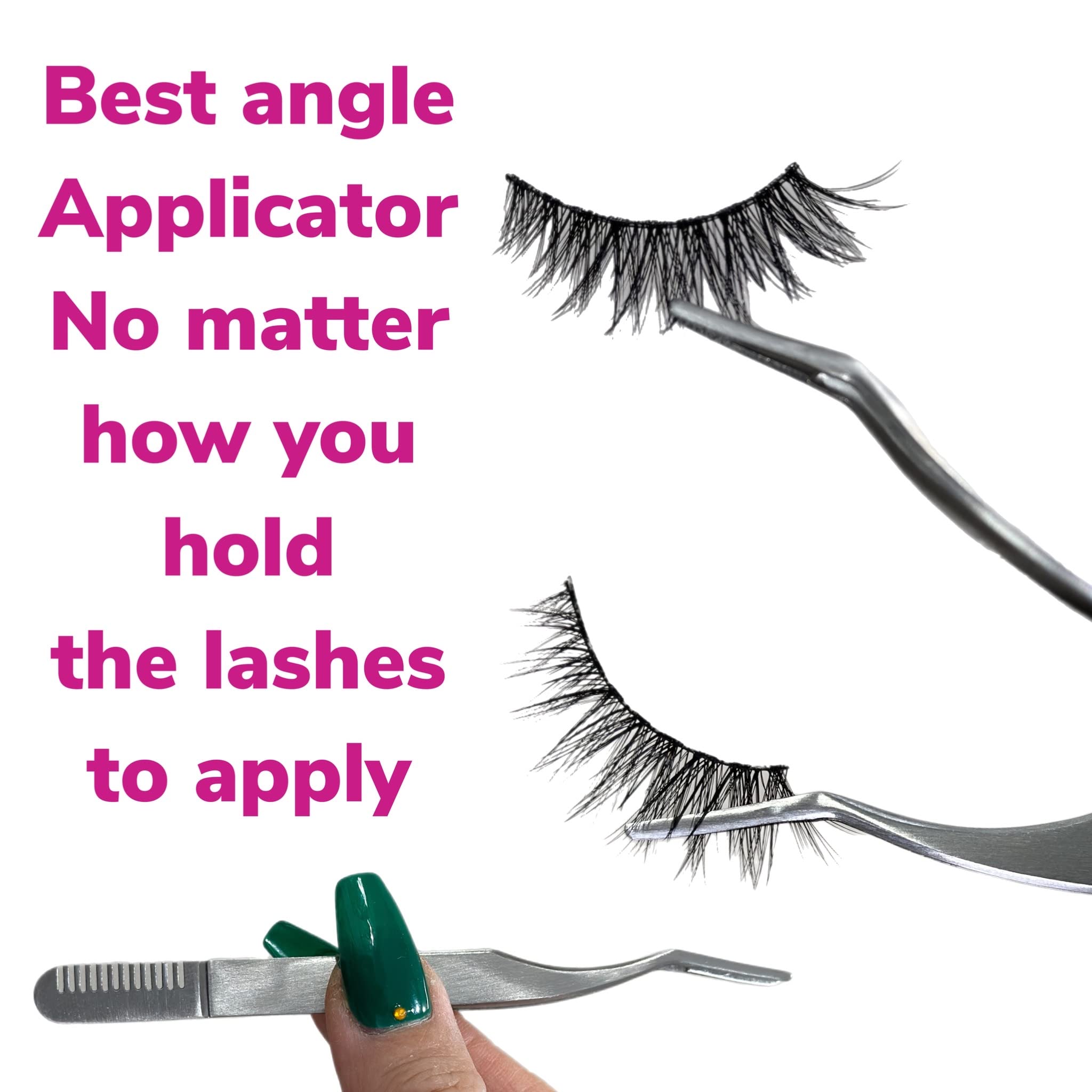 2 Fake Eyelash Extension Applicator for Mistake-Proof Artificial Lash Placement β Ergonomic Slim Design Handle Strip Lashes Individual Eyelash Clusters Wisp Silk Mink DIY Professional Makeup Artists