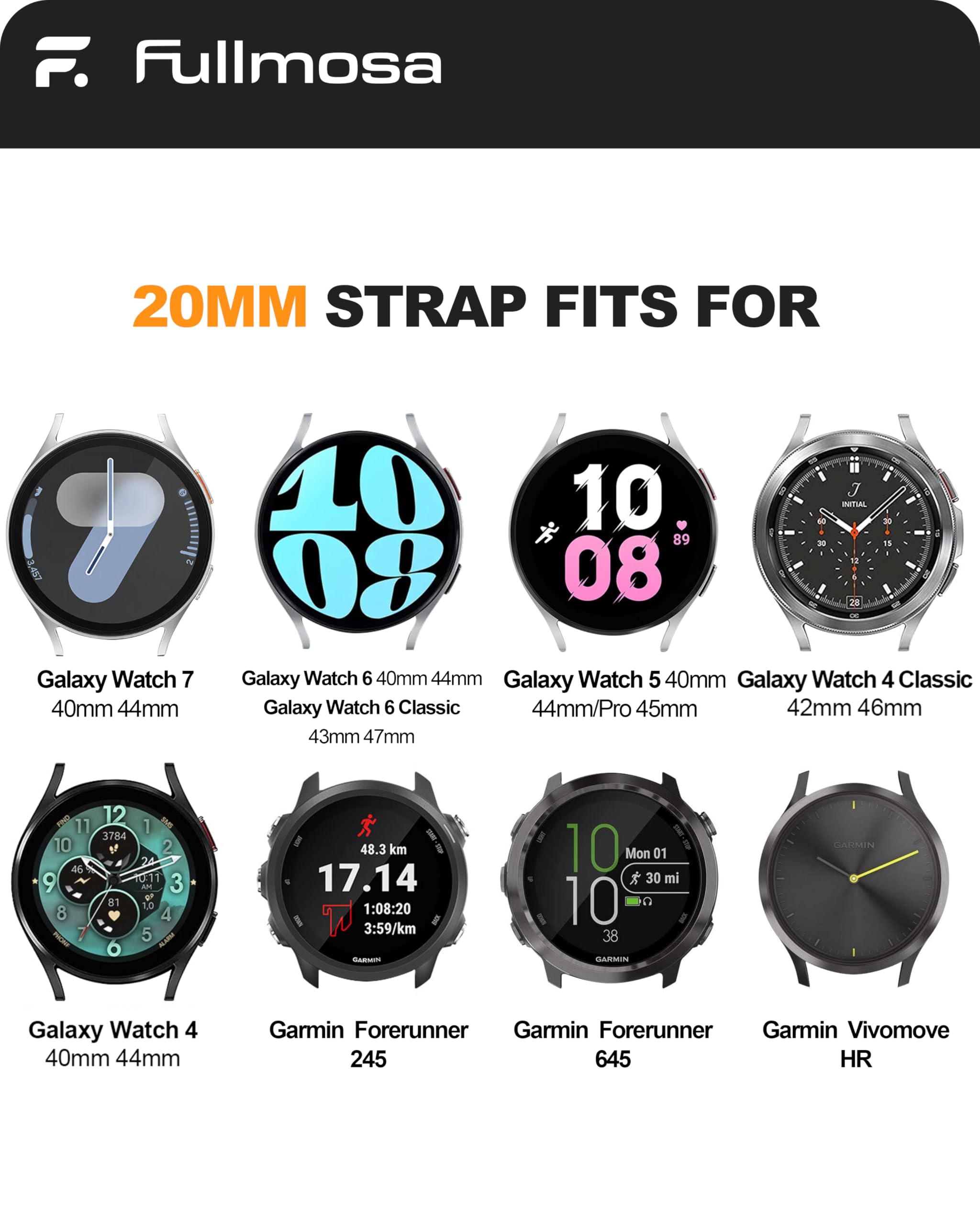 Fullmosa 22mm Silicone Watch Bands No Gaps Compatible for Samsung Galaxy Watch 46mm/Gear S3 Classic/Frontier, Galaxy Watch 3 45mm,(Black+Red)