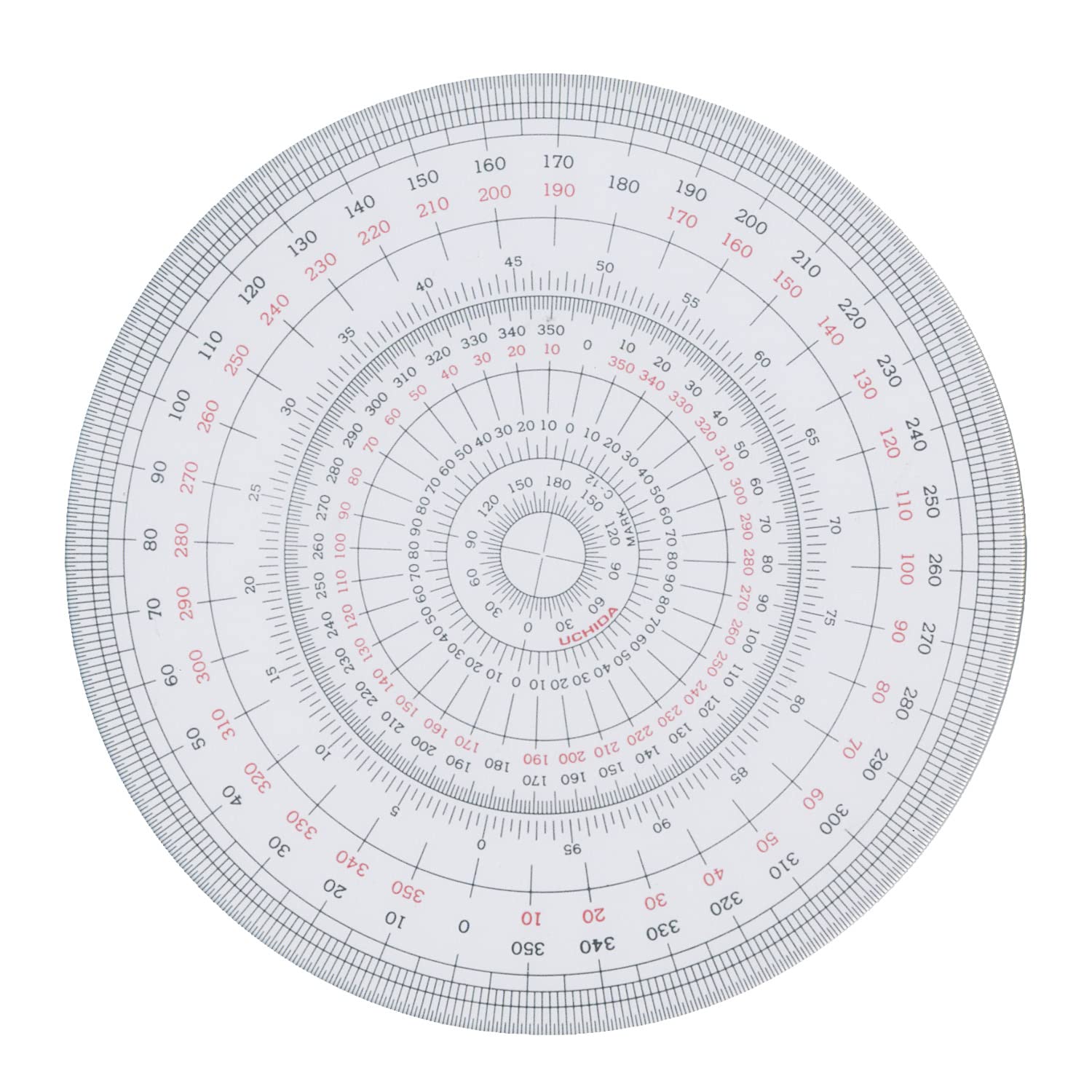 Uchida Drawing Instrument 1-822-0000 Uchida Drafting Instrument Total Circular Protractor, 4.7 inches (12 cm)