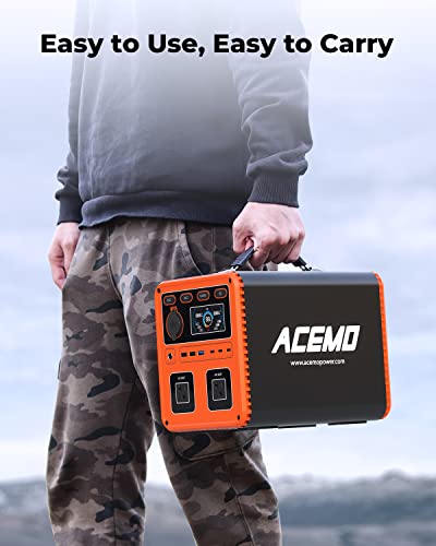 ACEMO Portable Power Station 666Wh LiFePO4 Battery Power Station with 2x700W(Surge 1000W) AC Outlets, 360W AC Inputs Fast Charging Solar Generator for Camping, Home Backup, Emergency