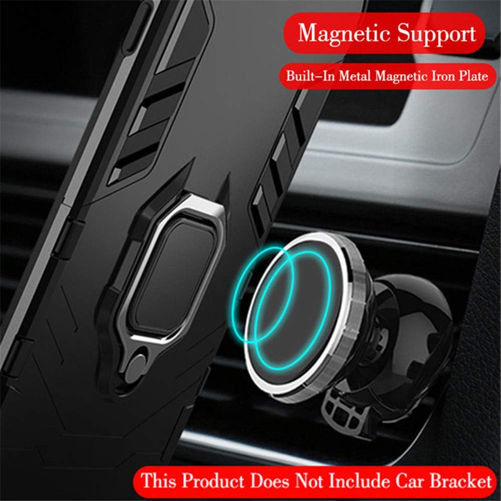 DuoLide for Huawei P30 Lite Case, 2 in 1 Hybrid Heavy Duty Armor Shockproof Defender Kickstand Dual Layer Bumper Hard Back Case Cover Tempered Glass Screen Protector,Black