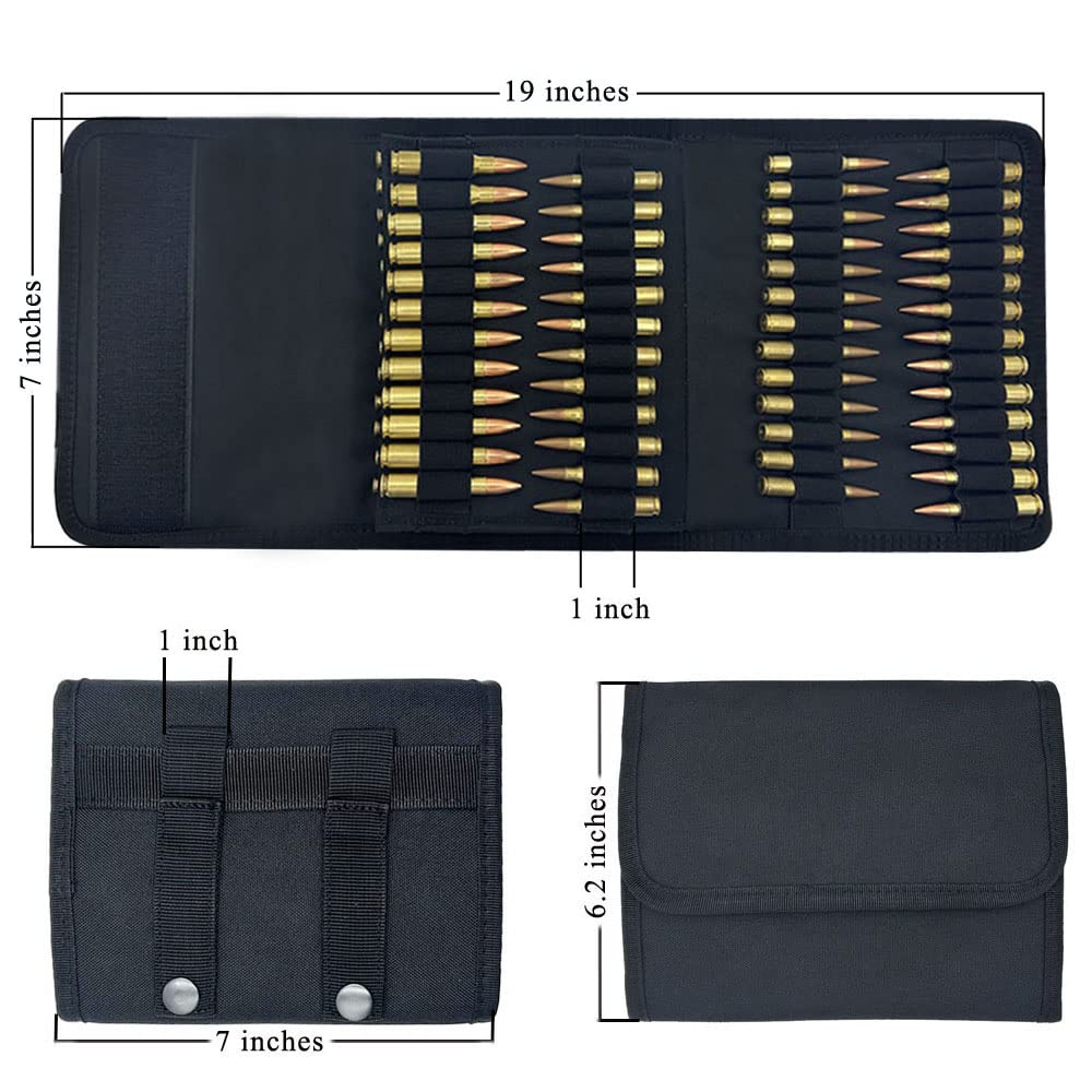 100 Rounds Rifle Pistol Bullet Cartridge Bandoleer Ammo Ammunition Shell Carrier Holder Case Magazine Pouch for .38 9mm .357