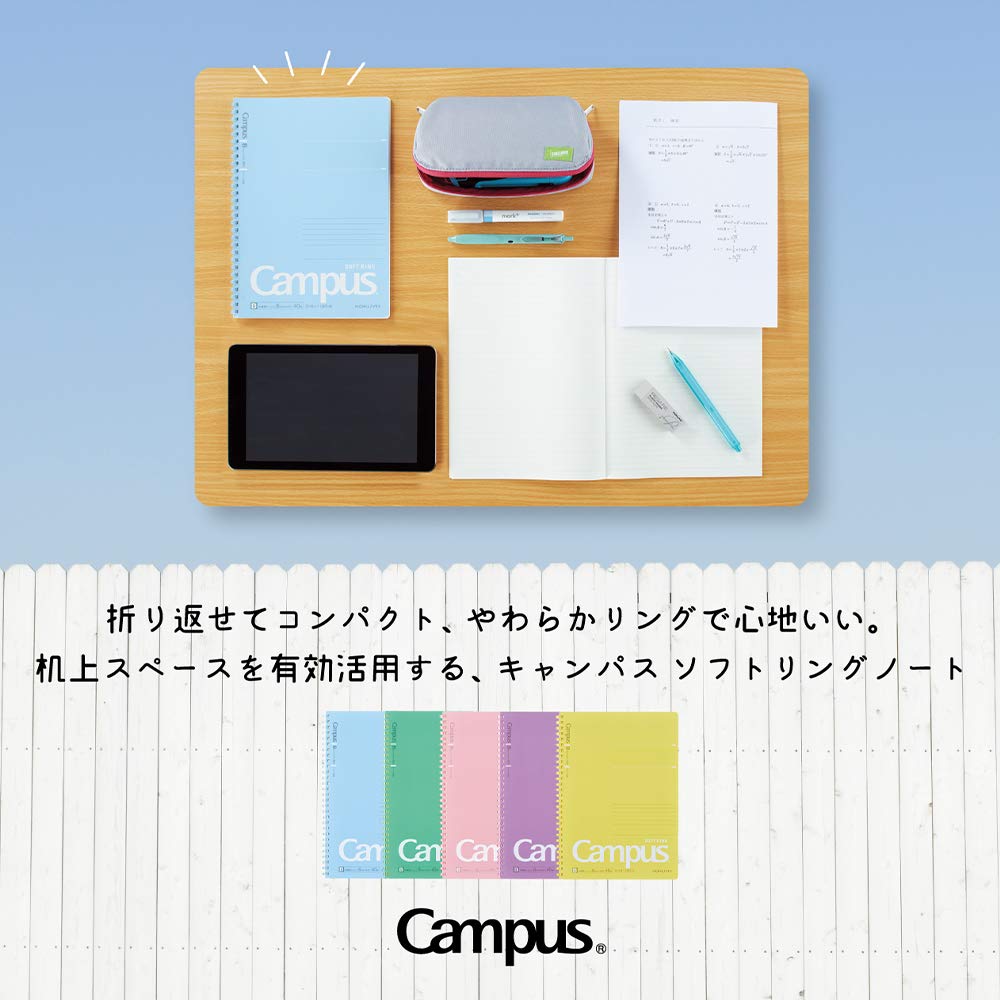 Kokuyo Campus Soft Ring Notebook, Semi-B5, B 6mm Dot Ruled, 34 Lines, 40 Sheets, Green, Set of 2, Japan Import (SU-S111BT-G)