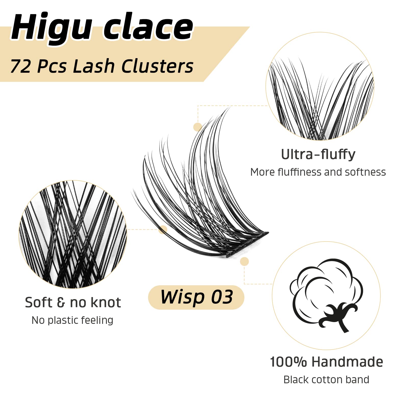 Lash Clusters DIY Eyelash Extension 72 pcs D Curl Cluster Lashes Individual Lashes Cluster Lashes Wisps Reusable Eyelash Segments Professional Makeup for Self-application (Wisp 03 mix 10-16mm)