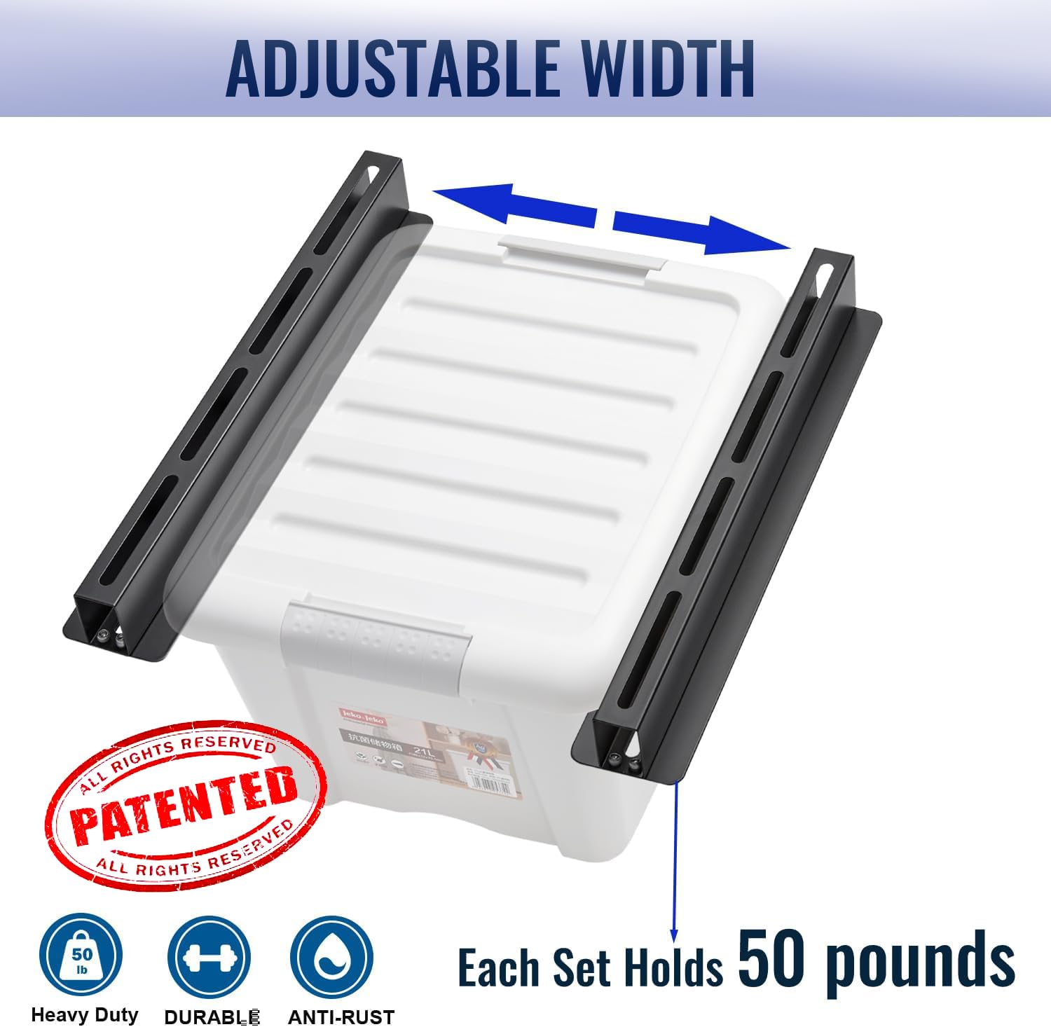 Wallmaster Overhead Storage Bin Rack for 3 Bins, Ceiling Garage Storage Bracket for Holding Gallon Tote, Heavy Duty Metal Storage Organization
