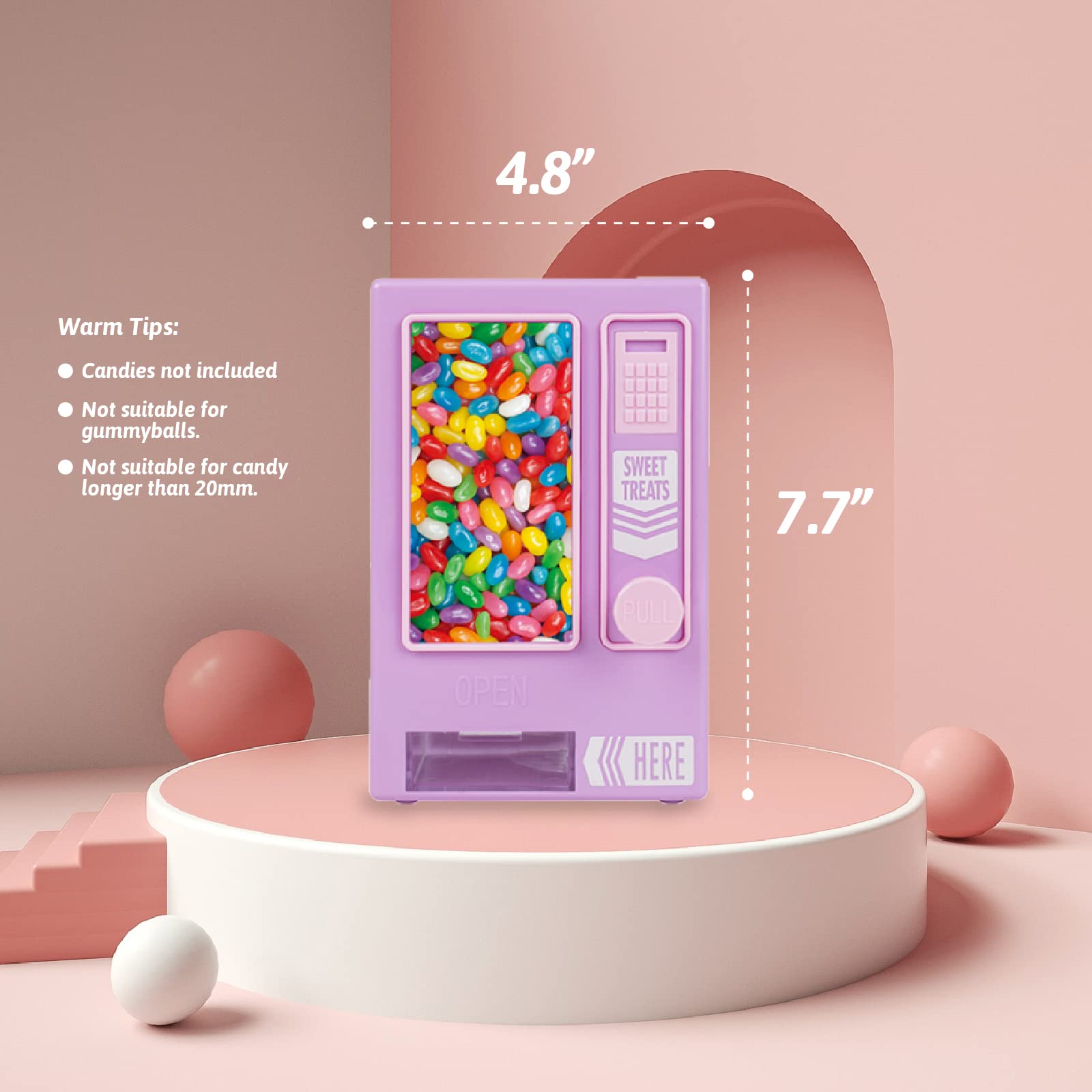 YOBRO Candy Dispenser, Cute Wending Machine for Desktop, Manual Candy Machine, Dispense Mini Candies, Birthday&Christmas Gift for Girls, Gift for Friends Girlfriends, Purple