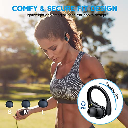 Wireless Earbuds, 75H Playtime Bluetooth Earbuds Built in Noise Cancellation Mic, Bluetooth Headphones with Charging Case and LED Display, Sport Hearphones with Earhooks Stereo Wireless Headphones