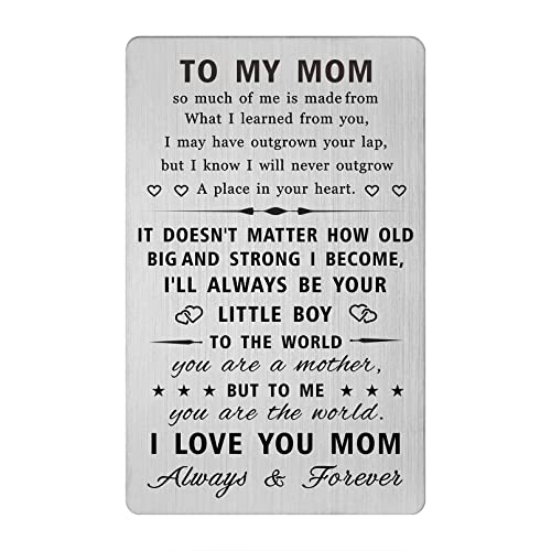 HLQYMZ Mom Gifts from Son - I ove You Mom Birthday Gifts - Thank You Mom Wallet Card Gifts