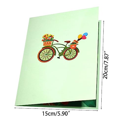 ASYWISH Bicycle Pop-Up Card 3D Flower Basket Travel Card With Envelope Mother Day Birthday Card For Mom Wife Greeting Card Gift 3D Greeting Card