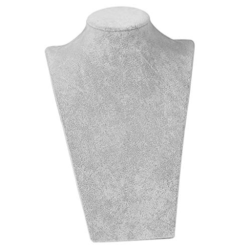 Gazechimp Gray Necklace Jewelry Display Bust Pendant and Chain Display Mannequin Stand, Velvet, 5 Different Sizes - W 175 x H 290mm