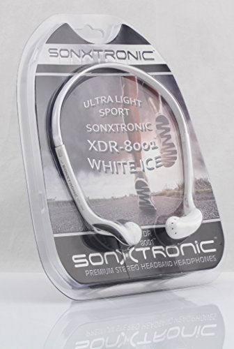 SONXTRONIC White ICE Xdr-8001 Vertical in Ear Ultralight Sport Running Headband Headphones (mdr-w08l Style White and Silver)