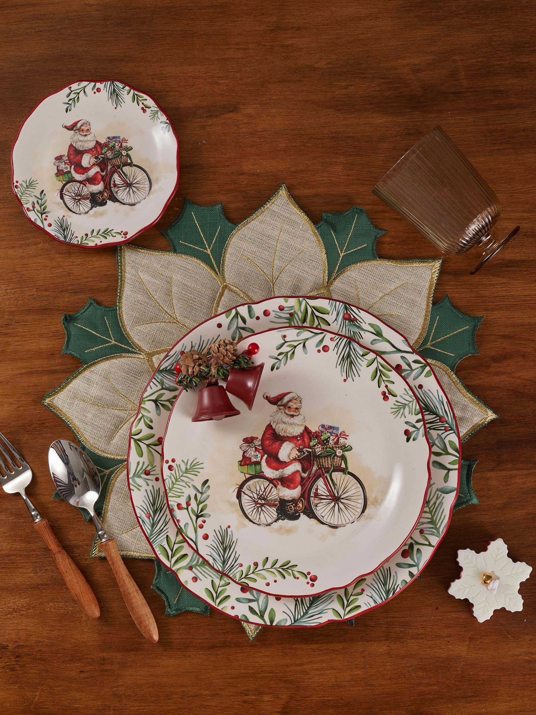 Bico Santa On The Way Ceramic Appetizer Plates, 6 inch, Set of 6, for Tapas, Salad, Appetizer, Microwave & Dishwasher Safe