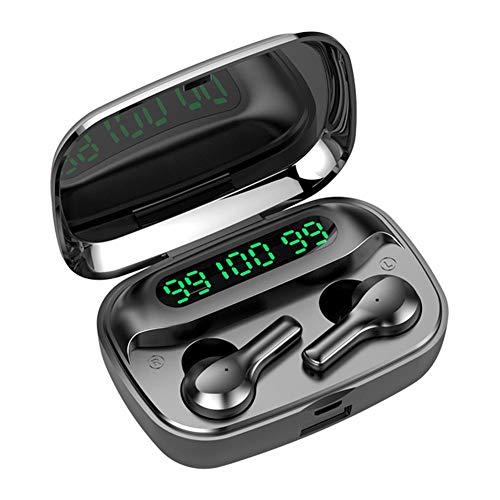 Zopsc Digital Display Bluetooth Earphone IPX4 Life Grade Waterproof Black Wireless Earbuds Intelligent in-Ear Sports Headphone(Black)