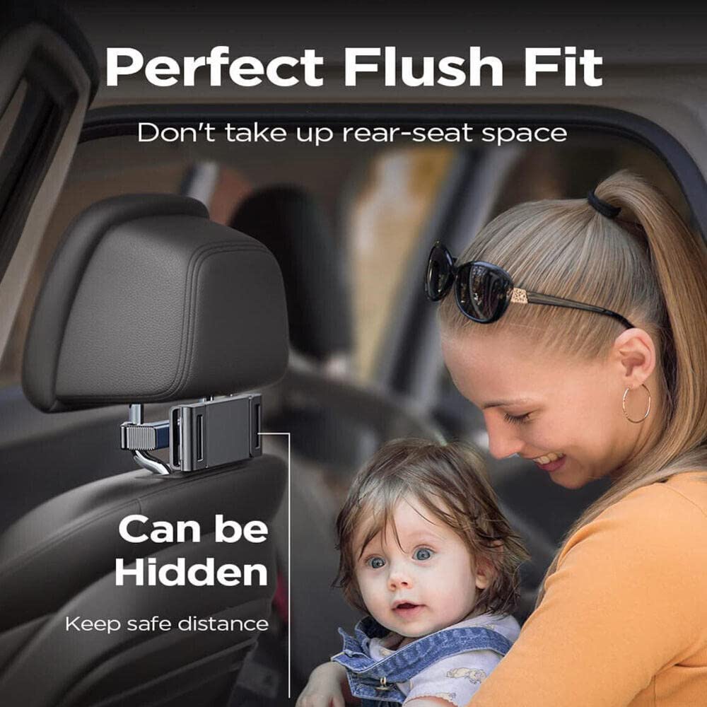 RUNAAJA 360° Mount Car Headrest Holder Seat Back Phone Tablet Universal for Apple iPad Mount Road Trip Essentials for Kids Adults