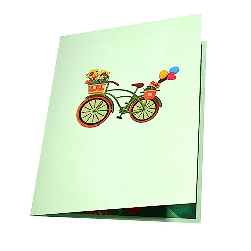 ASYWISH Bicycle Pop-Up Card 3D Flower Basket Travel Card With Envelope Mother Day Birthday Card For Mom Wife Greeting Card Gift 3D Greeting Card