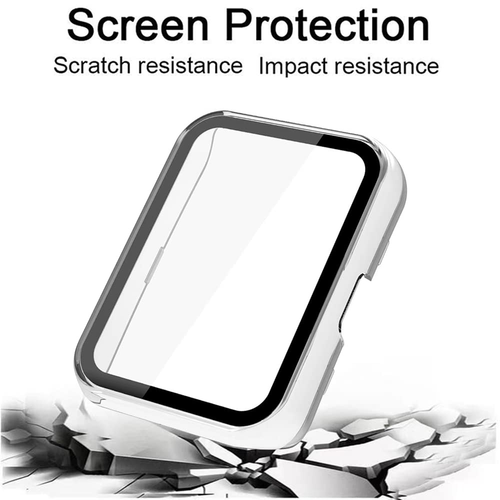 Acadeny 2 pieces Case With Tempered Glass Screen Protector Compatible for Huawei fit 2, 9H Hardness 360 ° All-round Protective Cover Ultra-thin Protective PC Case Cover for , Black+Transparent