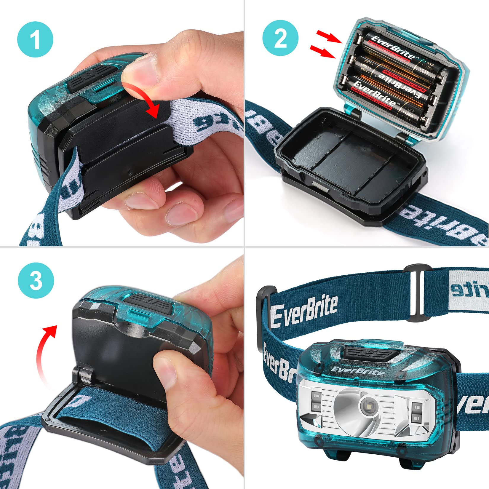 EverBrite Headlamp, 2 Pack Kids Headlamp with Red Light and Memory Function, Head Lamp for Adults and Kids with 5 Modes, Bright Headlamps for Camping, Running, Batteries Included
