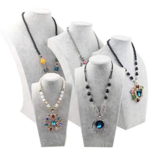 Gazechimp Gray Necklace Jewelry Display Bust Pendant and Chain Display Mannequin Stand, Velvet, 5 Different Sizes - W 175 x H 290mm