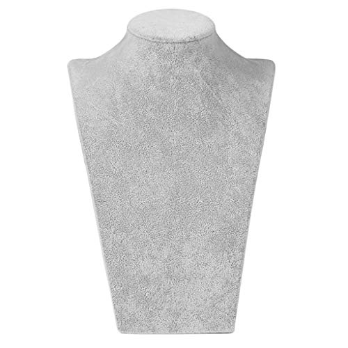 Gazechimp Gray Necklace Jewelry Display Bust Pendant and Chain Display Mannequin Stand, Velvet, 5 Different Sizes - W 175 x H 290mm