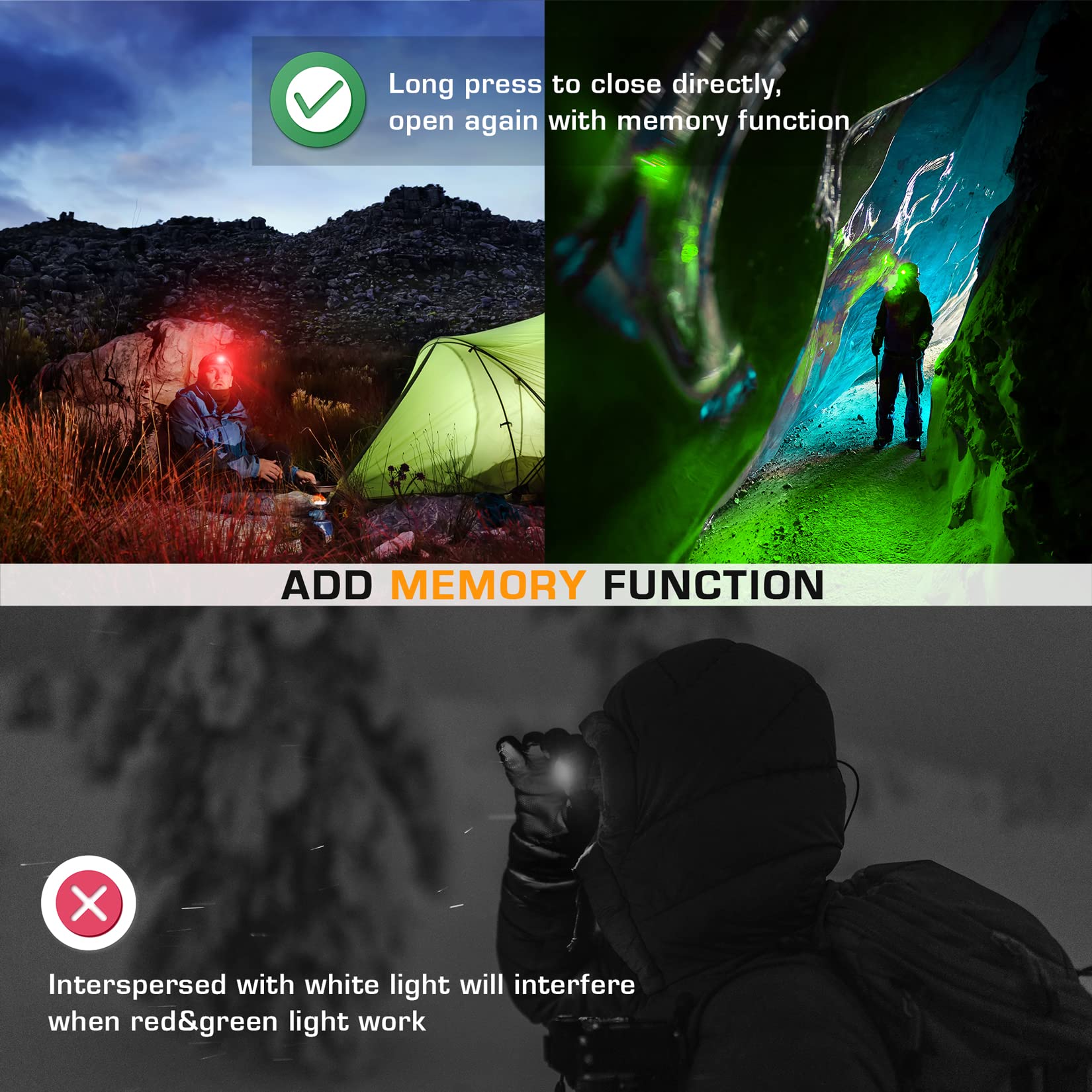 EverBrite Headlamp, 2 Pack Kids Headlamp with Red Light and Memory Function, Head Lamp for Adults and Kids with 5 Modes, Bright Headlamps for Camping, Running, Batteries Included