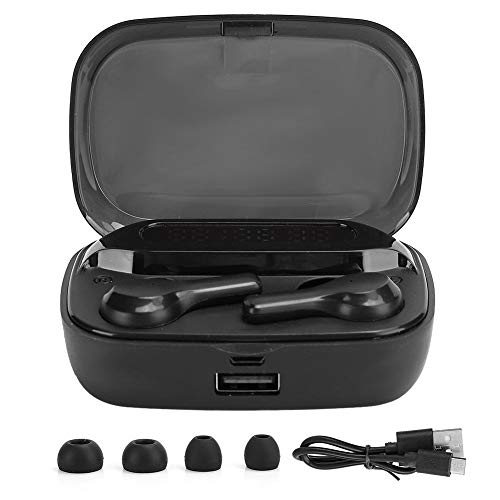 Zopsc Digital Display Bluetooth Earphone IPX4 Life Grade Waterproof Black Wireless Earbuds Intelligent in-Ear Sports Headphone(Black)