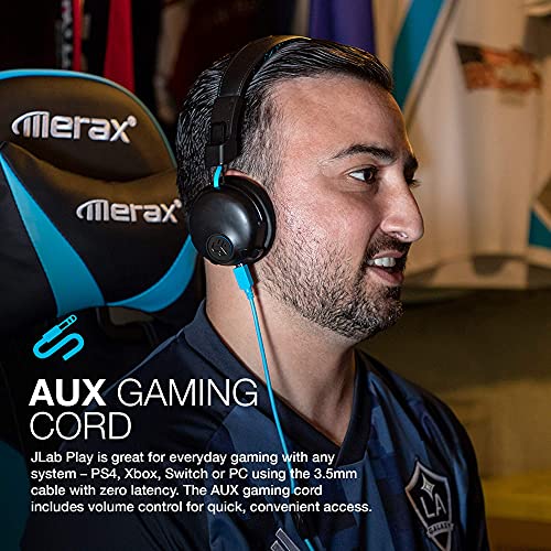 JLab Audio Play Gaming Wireless Headset | 22+ Hour Bluetooth 5 Playtime 60ms Super-Low Latency for Mobile Gameplay | Retractable Boom Mic | AUX Gaming Cord Compatible with Gaming Consoles (Renewed)