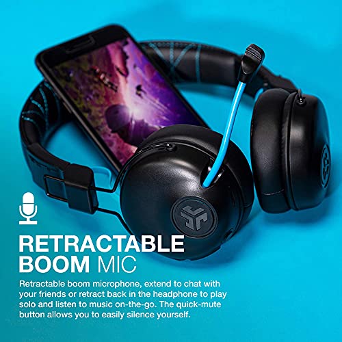 JLab Audio Play Gaming Wireless Headset | 22+ Hour Bluetooth 5 Playtime 60ms Super-Low Latency for Mobile Gameplay | Retractable Boom Mic | AUX Gaming Cord Compatible with Gaming Consoles (Renewed)