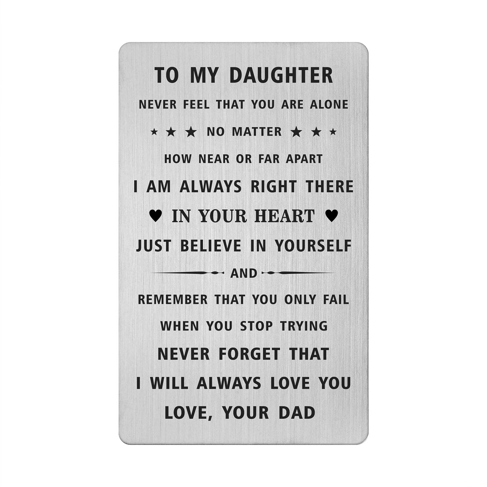 Daughter Birthday Card Gifts - I Love You Daughter from Dad - Daughter Birthday Wedding Engraved Wallet Card Gifts for Girl