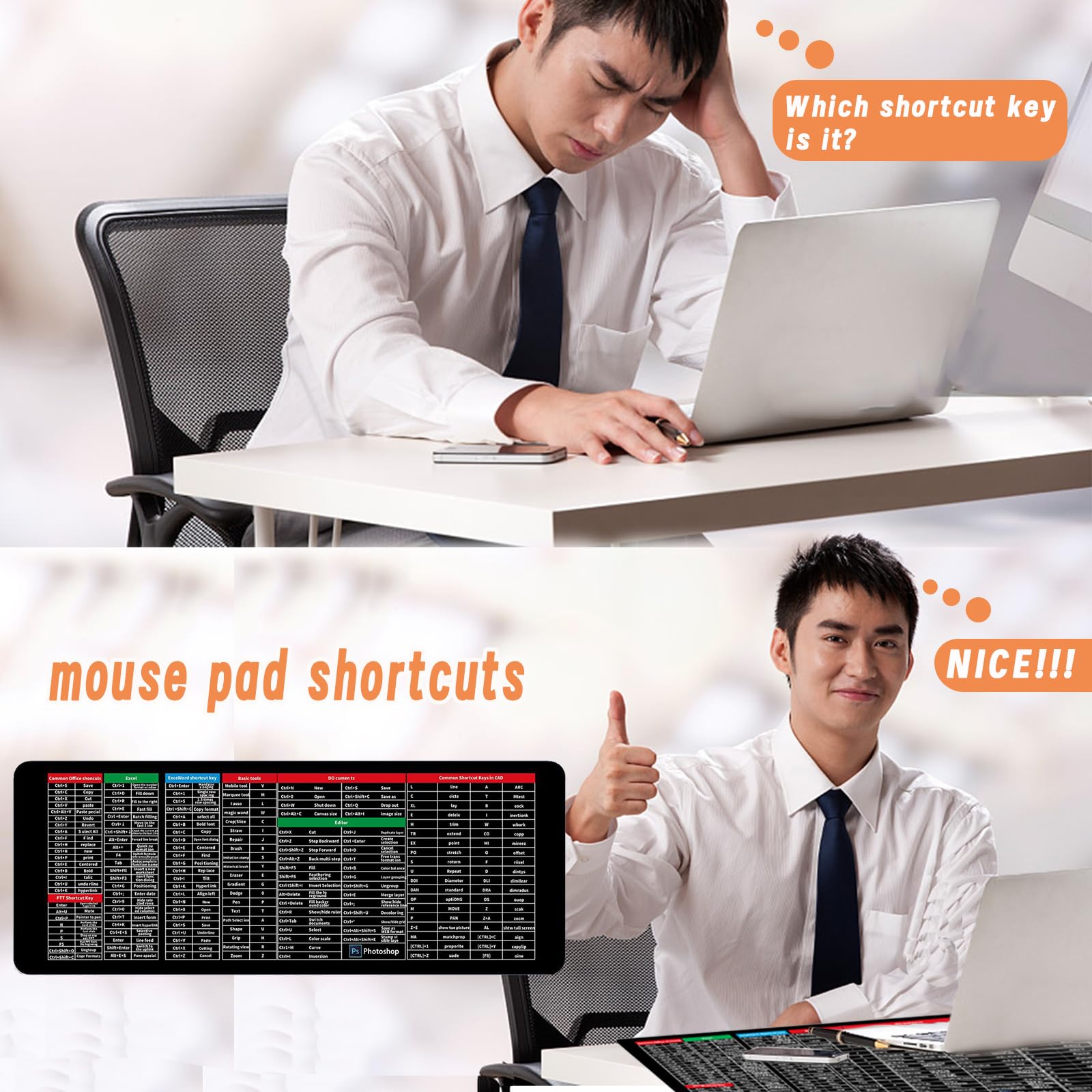AGSIXZLAN Anti Slip Keyboard Pad with Shortcuts-Keyboard Pad with Wrist Support - 31.5x11.8 Inch for Office & School Supplies,Upgraded Extended Large Mouse Pads-Enhance Efficiency and Comfort